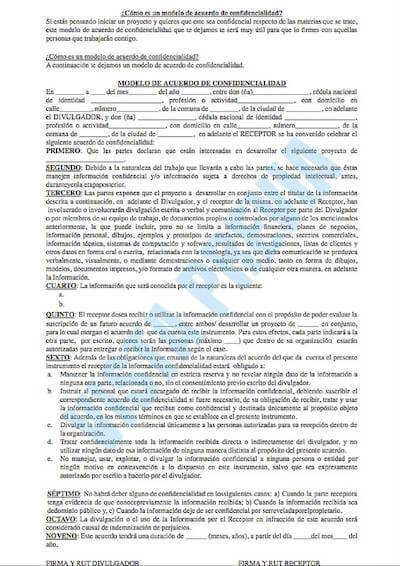 Modelo de acuerdo de confidencialidad - NDA